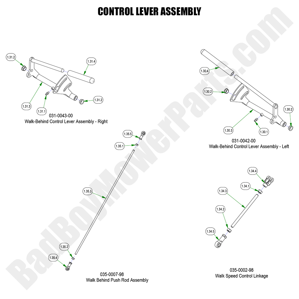 Bad Boy Mower Parts Diagram|2023|Walk Behind|Control Lever
