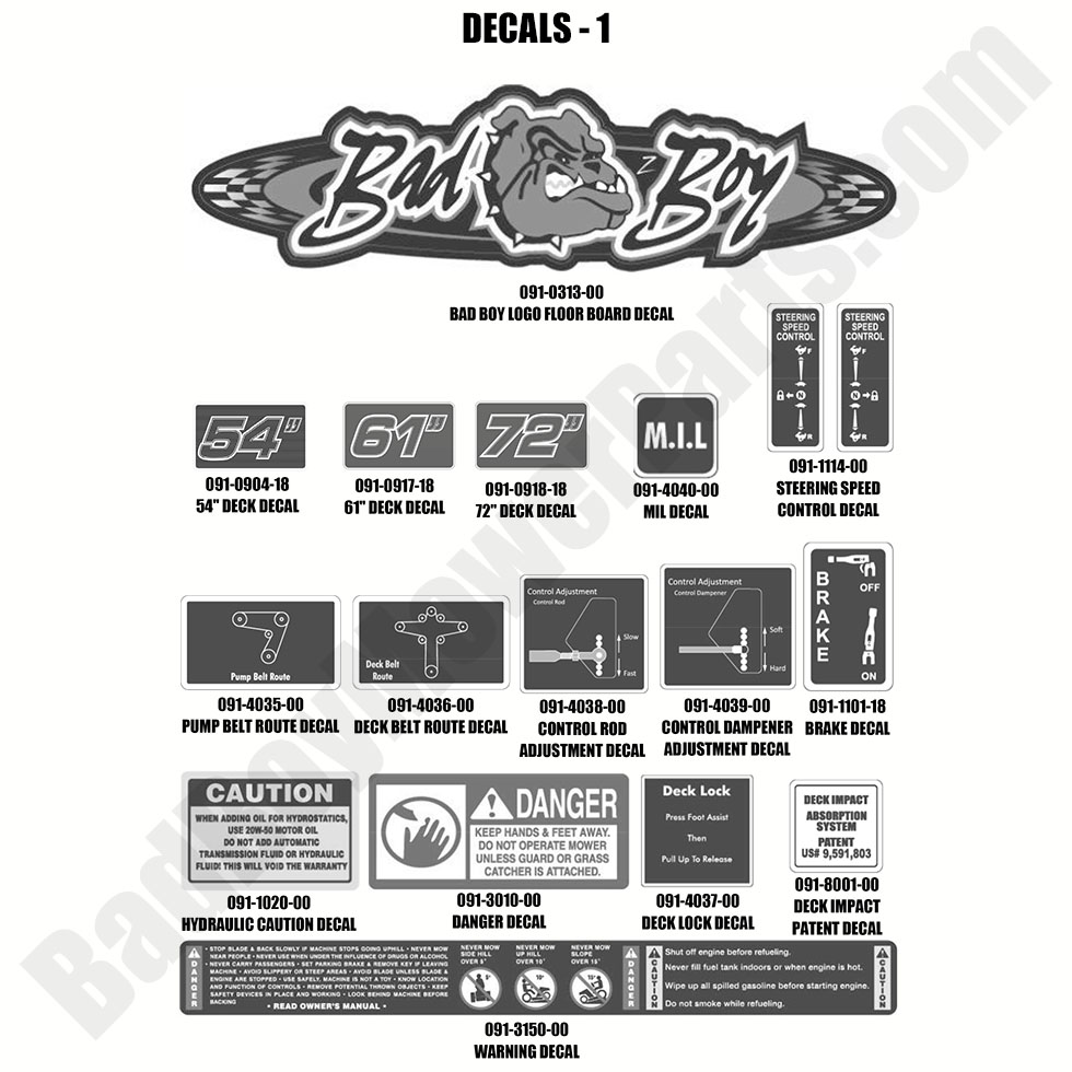 Bad Boy Parts Lookup|2019|Rogue|Decals - 1
