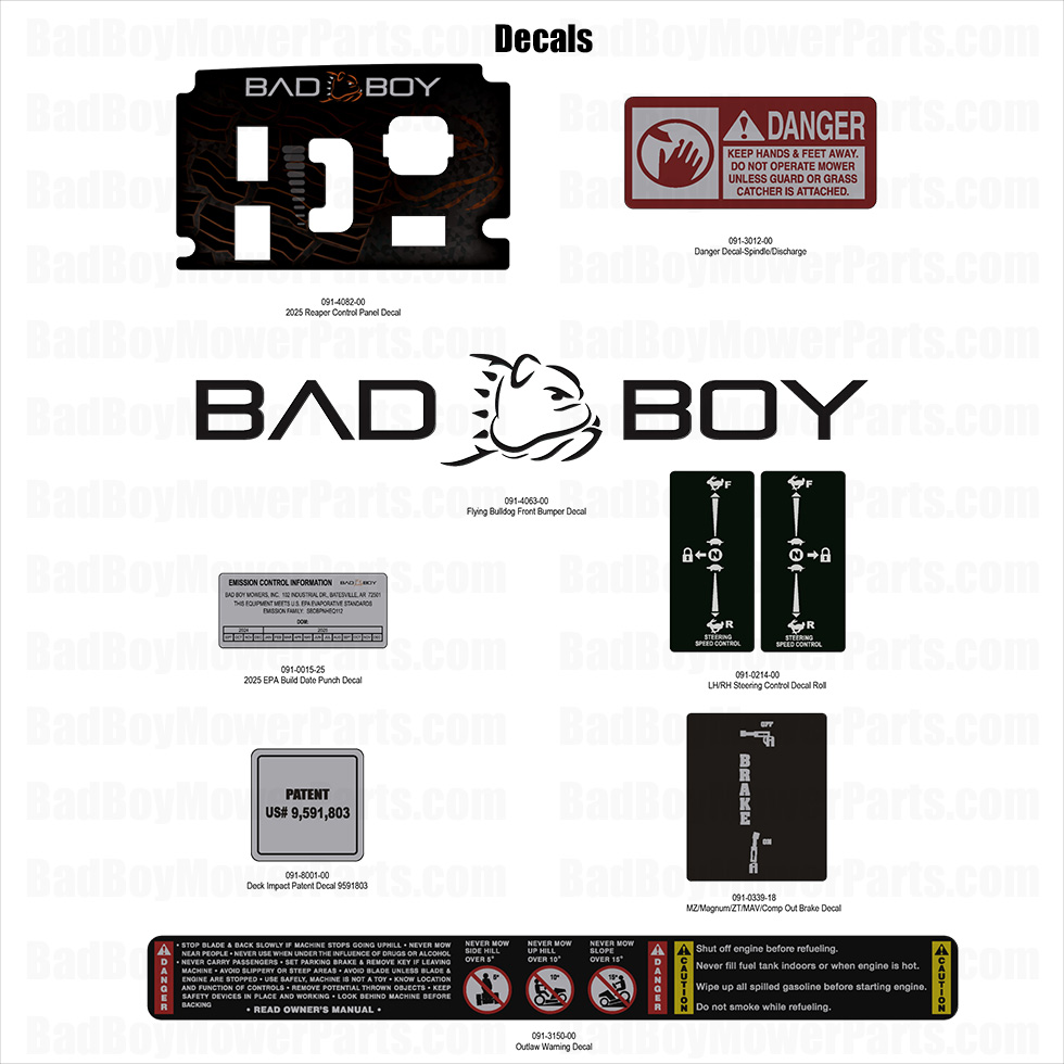 Bad Boy Mower Parts Diagram|2025|MZ Rambler|Decals - 1