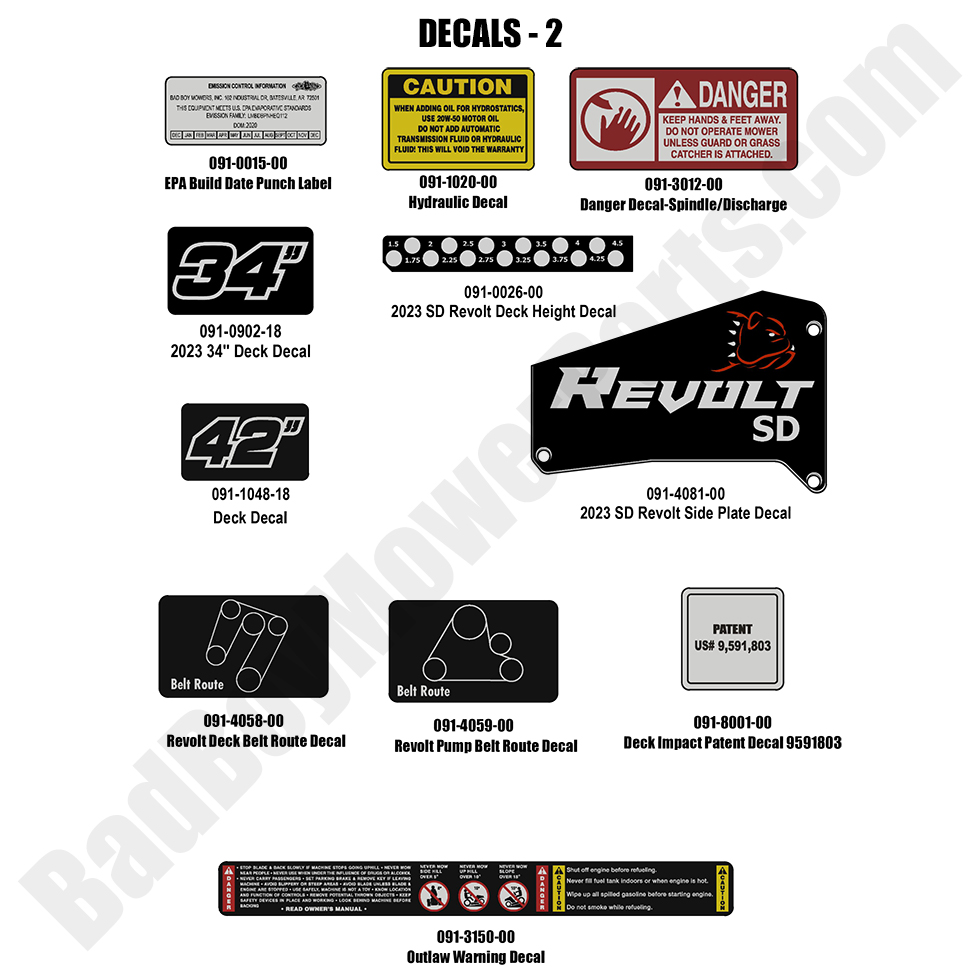 Bad Boy Mower Parts Diagram|2023|Revolt SD|Decals-2