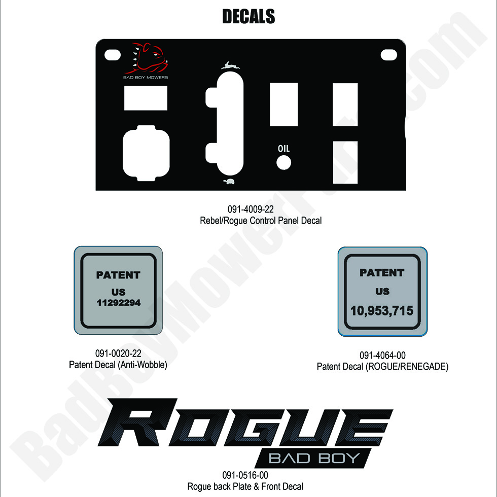 Bad Boy Mower Parts Diagram|2024|Rogue|Decals - 2