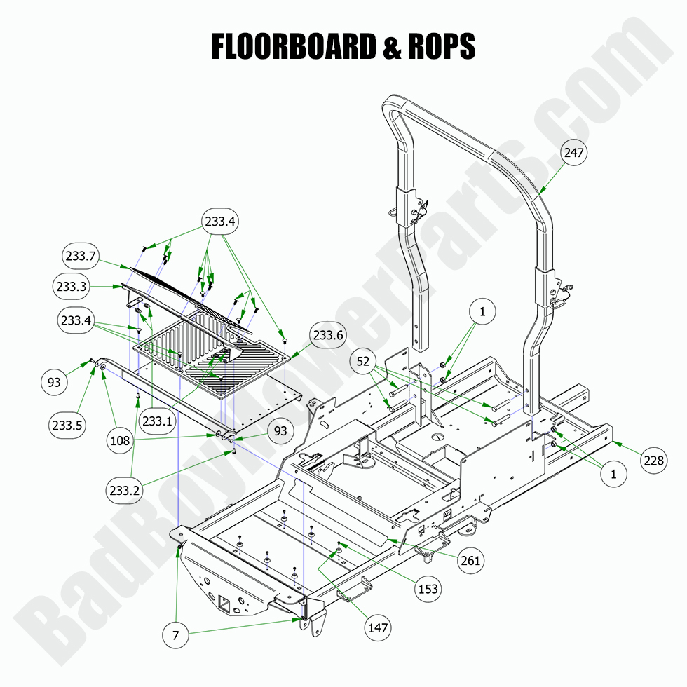 Bad Boy Mower Parts Diagram|2022|Renegade - Gas|Floorboard & ROPS