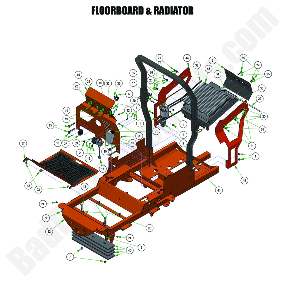 Bad Boy Mower Parts Diagram|2024|Renegade - Diesel|Floorboard, ROPS