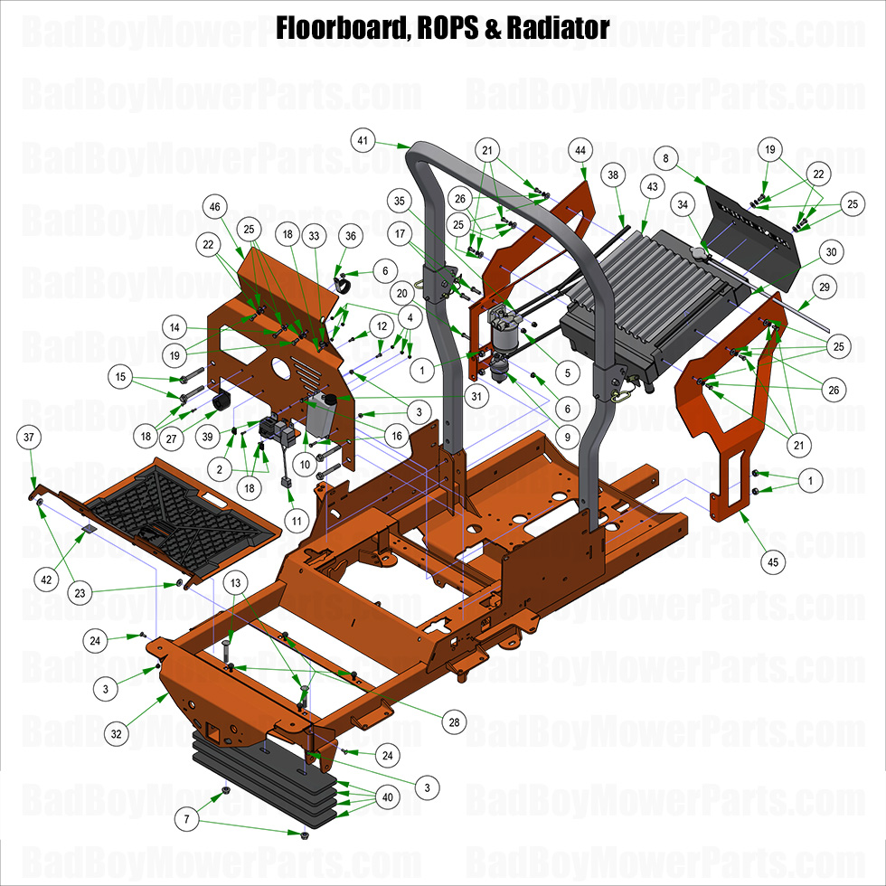 Bad Boy Mower Parts Diagram|2025|Renegade - Diesel|Floorboard, ROPS