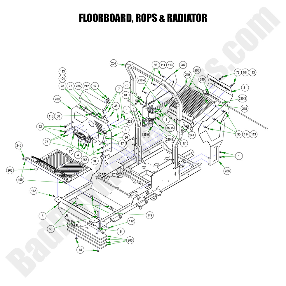 Bad Boy Mower Parts Diagram|2023|Renegade - Diesel|Floorboard, ROPS