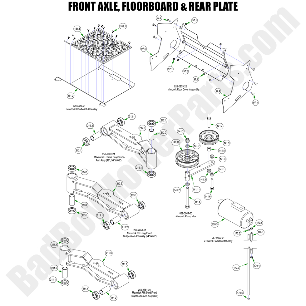 Bad Boy Mower Lookup|2023|Maverick|Front Axle, Floorboard & Plate