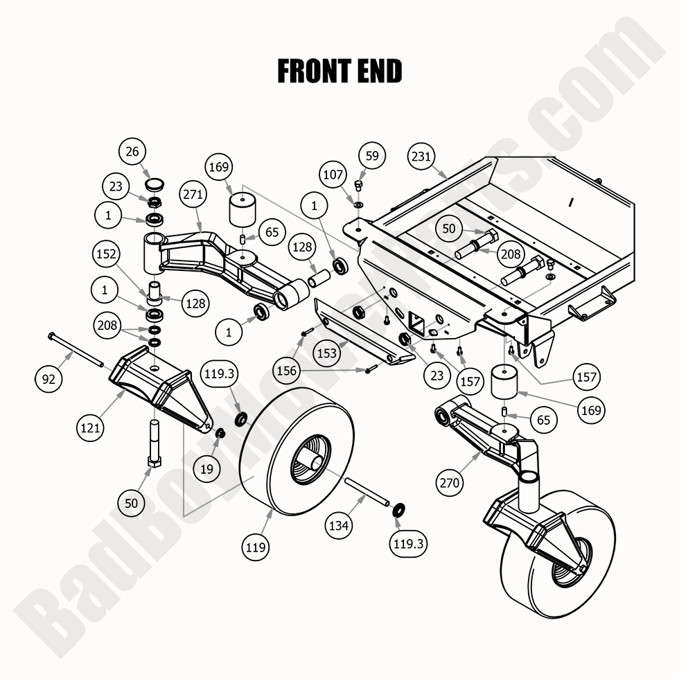 Bad Boy Mower Parts Diagram|2020|Renegade - Diesel|Front End