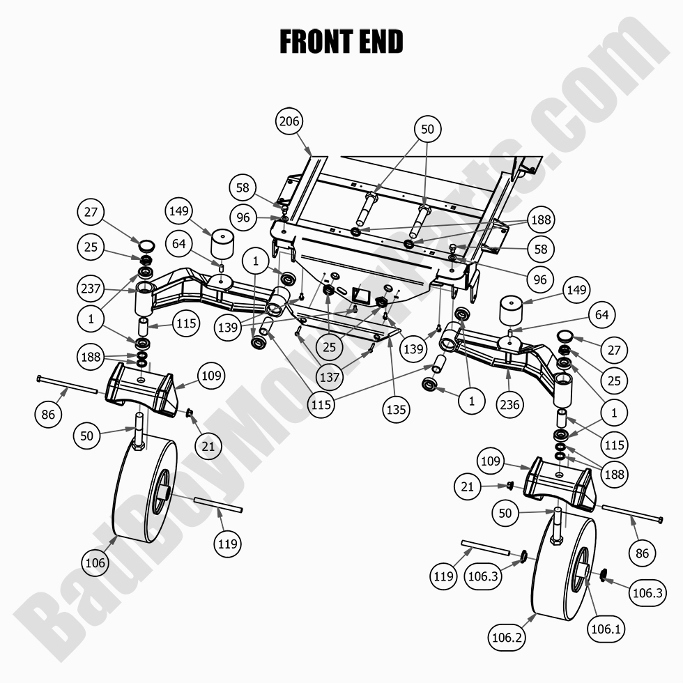 Bad Boy Mower Parts Diagram|2021|Rogue|Front End