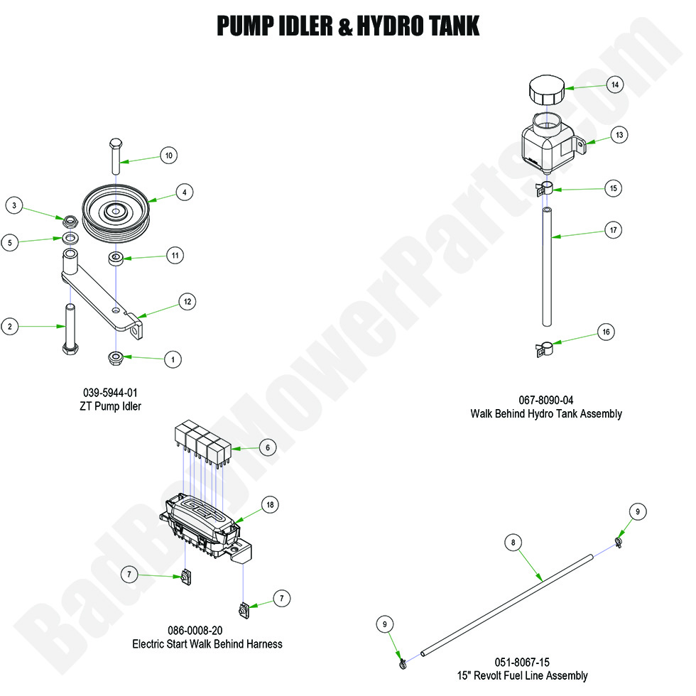 Bad Boy Mower Parts Diagram|2024|Raider|Pump Idler & Hydro Tank