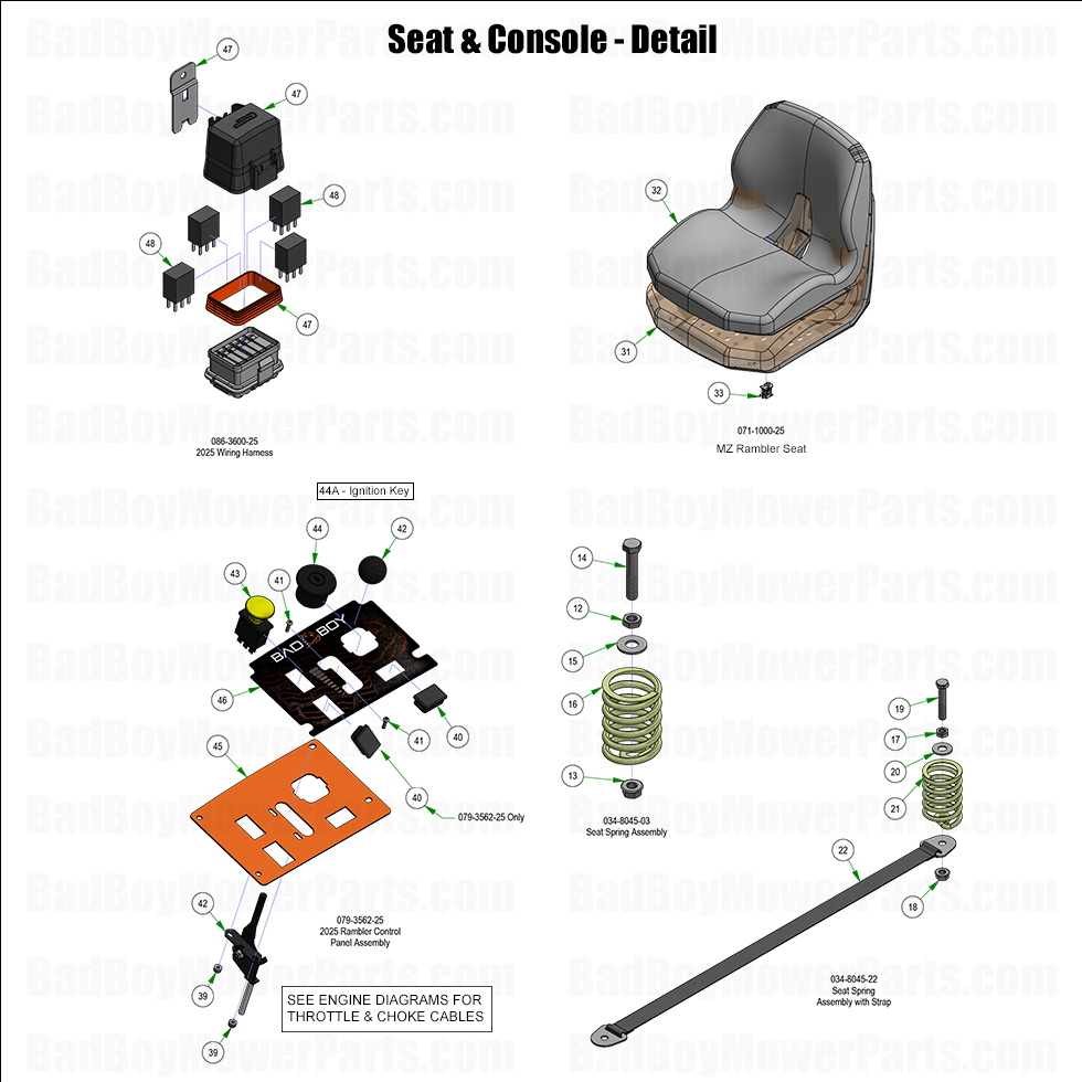 Bad Boy Mower Parts Diagram|2025|MZ Rambler|Seat & Console - Detail